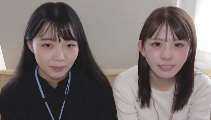 【無修正】美人の先輩後輩と過激な3P中出しえっち - JAV5001
